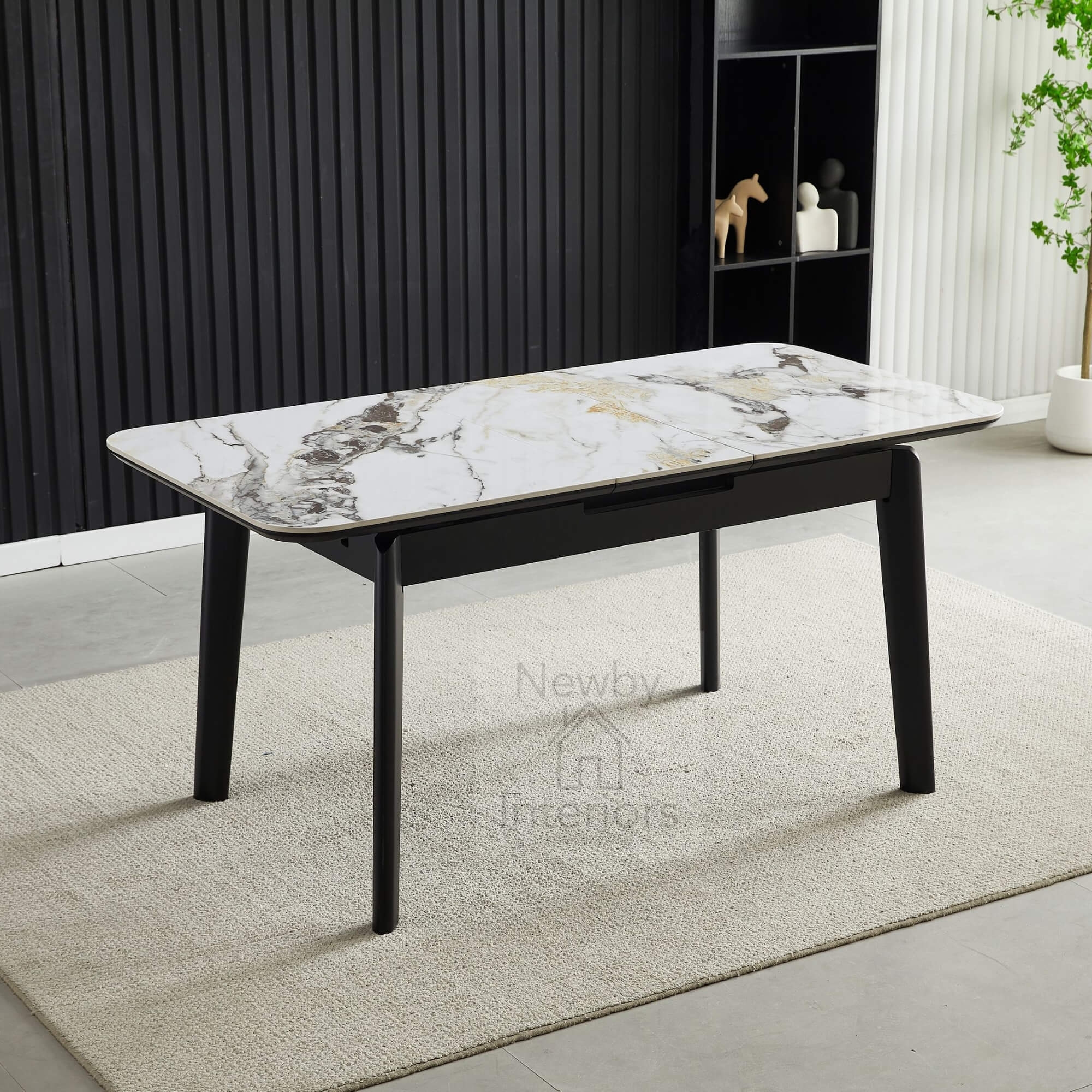 Arizona Cream & Gold Ceramic Centre Extending Dining Table (130-160cm)