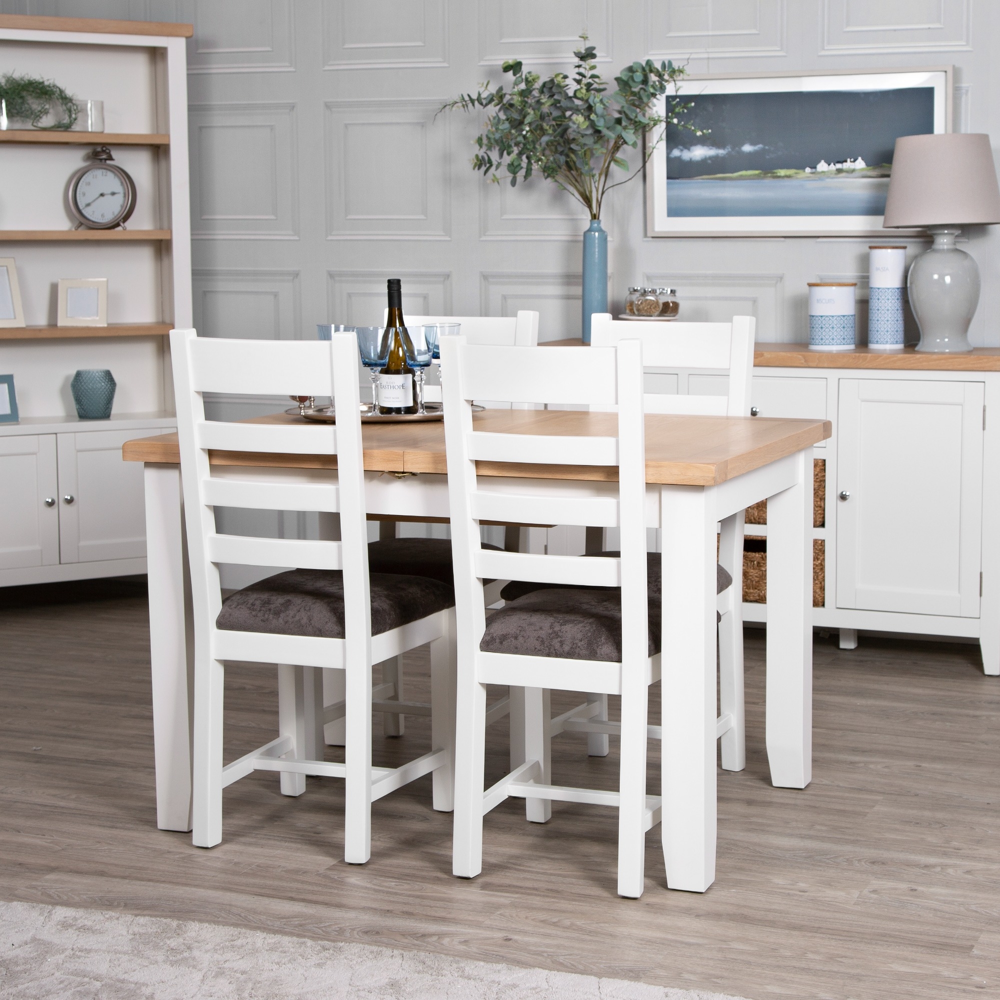 Eaton Oak and White Painted 1.2m Butterfly Extending Table | Newby ...