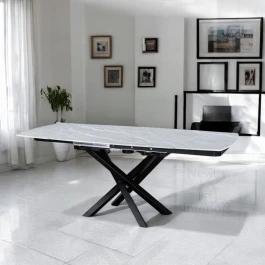 Argento Matte Grey Ceramic Swivel Extending Dining Table (120cm to 180cm)